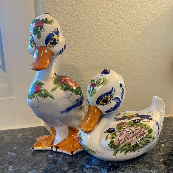 Art | Vintage G Nikolaou Greek Folk Art Pottery Floral Ducks | Poshmark